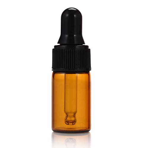 Elfenstall - 25pcs 3ml Mini Amber Glass Bottle Sample Vial Small Essential Oil Bottle with Glass Eye Dropper For Portable Travel Party Makeup tool + 2pcs 1ml Dropper