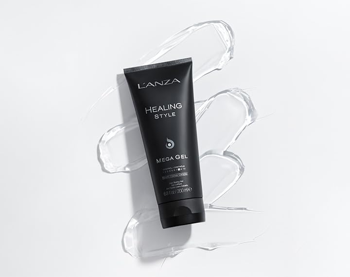 L'ANZA Healing Style Mega Gel with Strong Hold Effect, Nourishes and Refreshes the Hair While Styling, With Keratin, Alcohol-free Formula, and UV Rays Protection to Prevent Damage (6.8 Fl Oz)