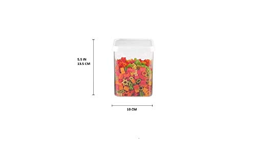 IndiaBigShop Square Plastic Container, Idle for Kitchen- Storage Box Lid, Air Tight & Leakage Proof Containers, Dry Fruit Storage Box, Plastic Storage Box, Storage Box with Lid (18 Ounce) - Set of 6