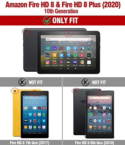 Poetic Revolution Case Designed for All-New Kindle Fire HD 8 Tablet and Fire HD 8 Plus Tablet (10th Gen, 2020), Full Body Shockproof Protective Case with Kickstand and Built-in-Screen Protector, Black