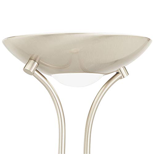 360 Lighting Canby Modern Torchiere Floor Lamp Standing with Side Light LED 72" Tall Brushed Nickel Silver Metal White Acrylic Diffuser for Living Room Reading House Bedroom Home Office