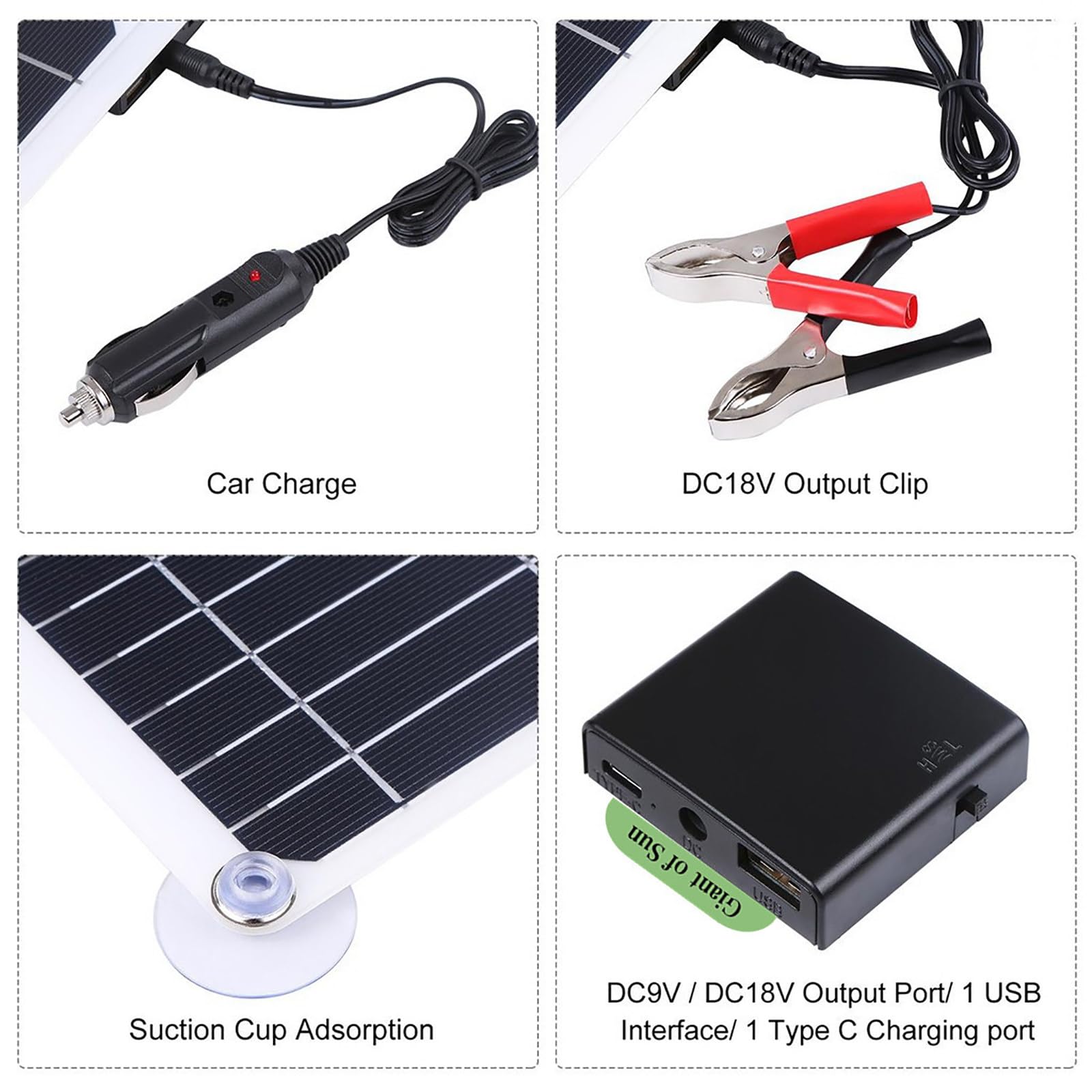 250w 500w Portable Monocrystalline Solar Panel with 10a/20a/30a Controller, Dual USB, Can Be Used for 12v/24v Battery Charging, Waterproof and Dustproof,500W-30Acontroller