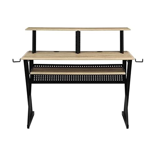 Acme Furniture Rectangular Music Desk Table with Earphone Rack, Natural and Black