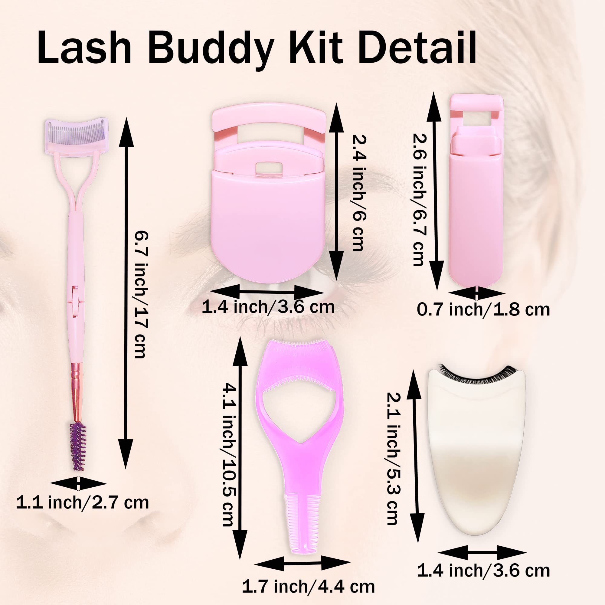 5 in 1 Eyelash Tool Kit Lash Separator Eyelash Application Tool Set Eyelash Curlers Mascara Guard with Comb Tweezers Makeup Tools Kit for False Lashes