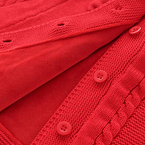 famuka Baby Girl Cloaks Warm Knitted Poncho Toddlers Red Cape Cloak (Red, 3-4T)