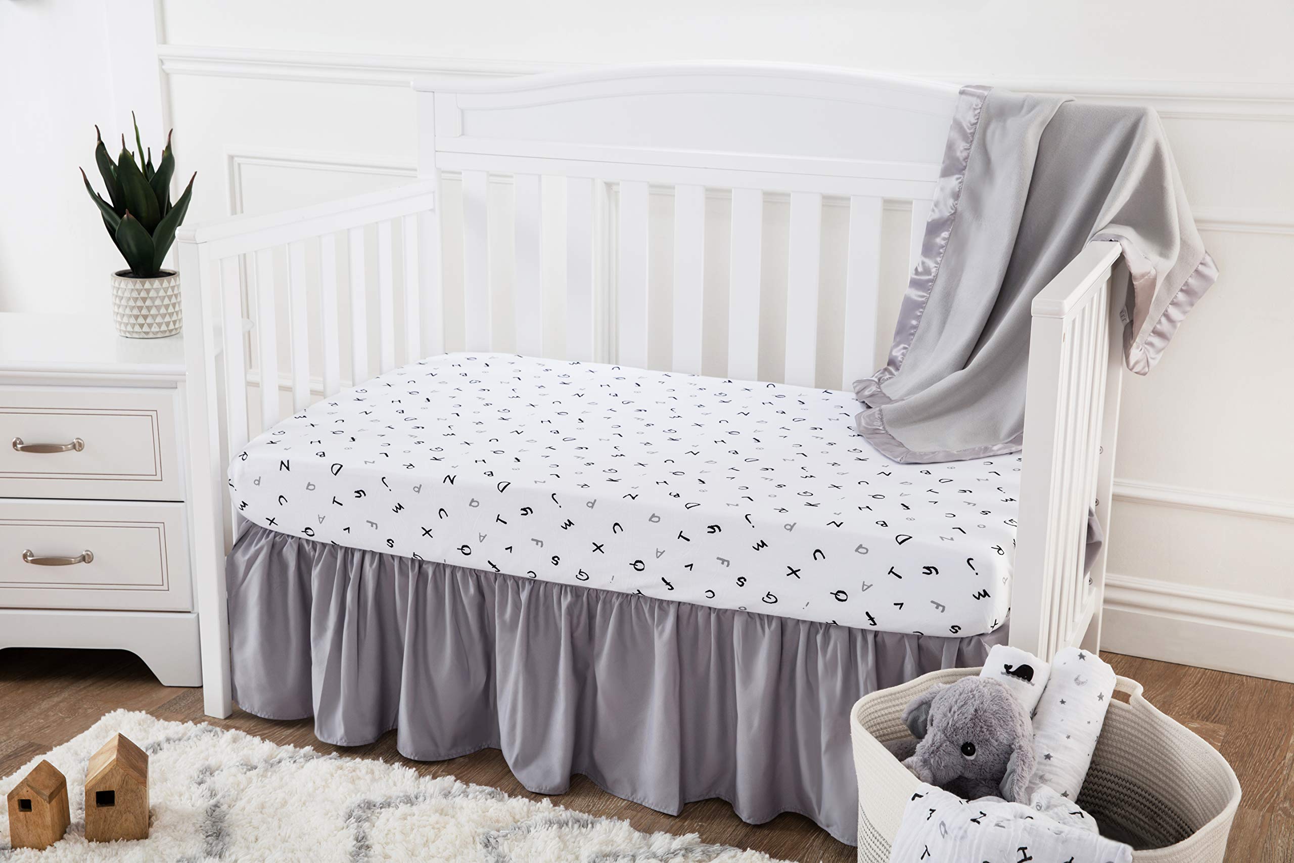 American Baby Company Ultra Soft Microfiber Ruffled Crib Skirt, Grey, for Boys and Girls