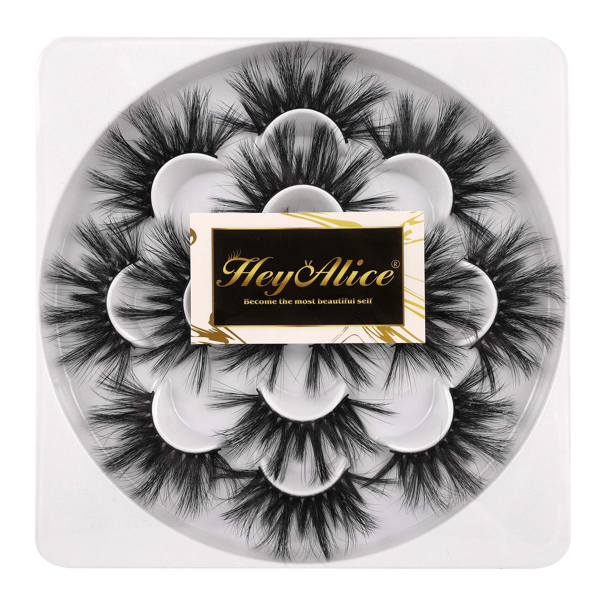 25mm Dramatic Mink Eyelashes 3D Fluffy Dramatic Long Lashes Full High Volume Crossed Fake Lashes Pack Soft Reusable 7 Pairs False Eyelashes by HeyAlice
