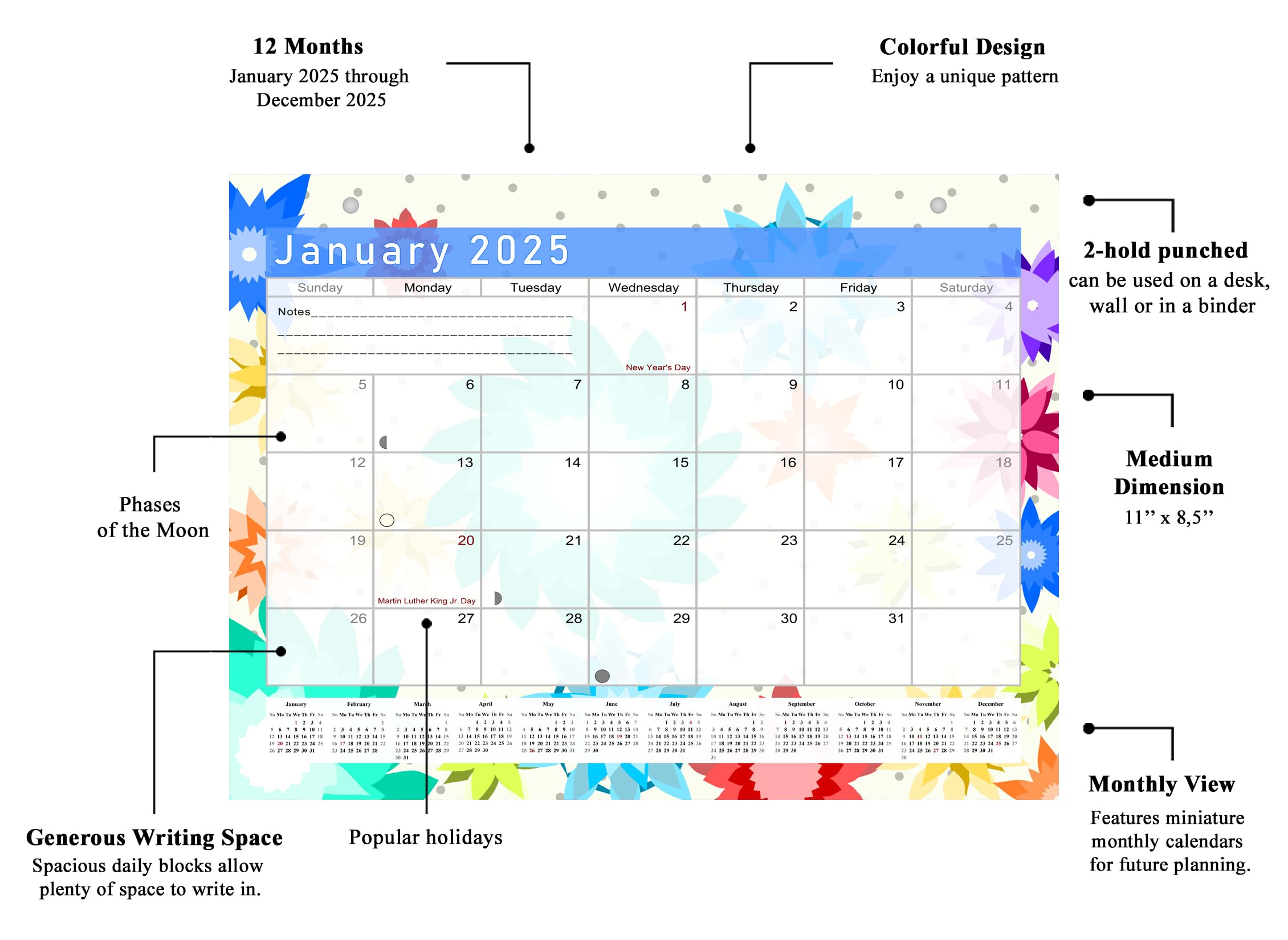 2025 Monthly Magnetic/Desk Calendar - 12 Months DESKTOP/WALL Calendar/Planner - (Edition #07-01)