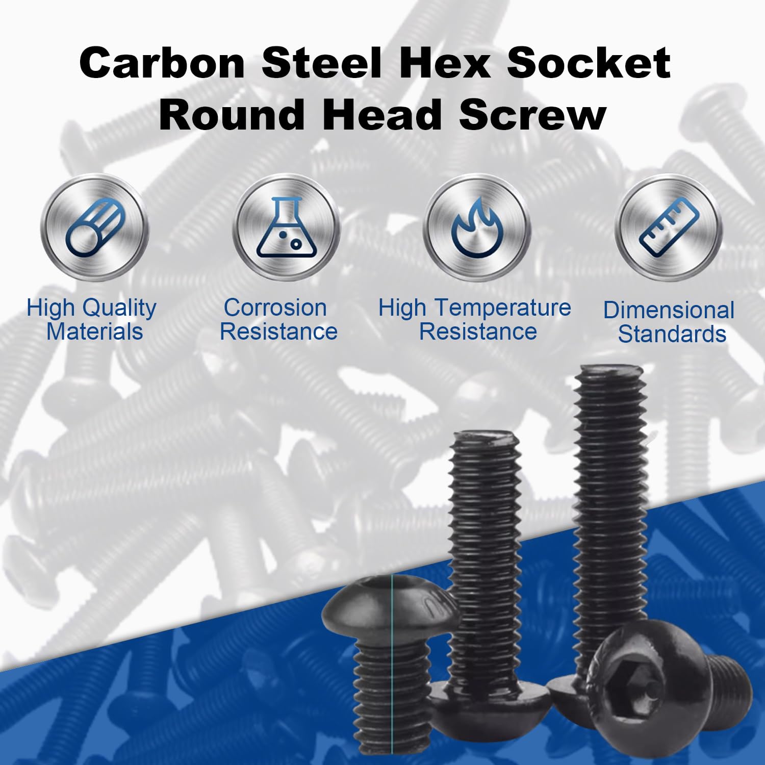 MroMax 50Pcs M3-0.5x20mm Hex Socket Head Machine Screws, Allen Drive, Carbon Steel Inner Hex Socket Round Head Screw Fasteners Furniture Bolts Black Tone