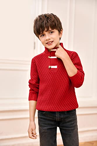 Makkrom Toddler Sweater Baby Boy Girl Turtleneck Cable Knit Sweaters Long Sleeve Christmas Outwear Spring Fall Winter Red