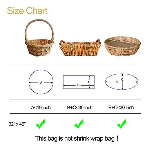 Holvyt Large Clear Basket Bags, 10 Pack 32"x 46" Cellophane Wrap Plastic Package for Baskets and Gifts