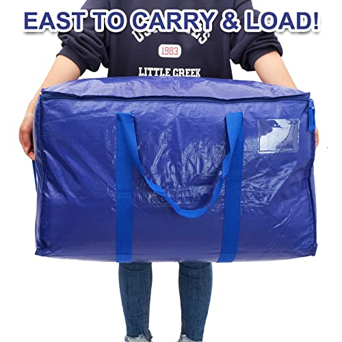 6-Pack Extra Large Moving Bags Heavy Duty Reusable Moving Storage Bag Boxes Totes Bags Containers for Space Saving Storage, Carrying, Travelling, College Dorm Packing, Blue