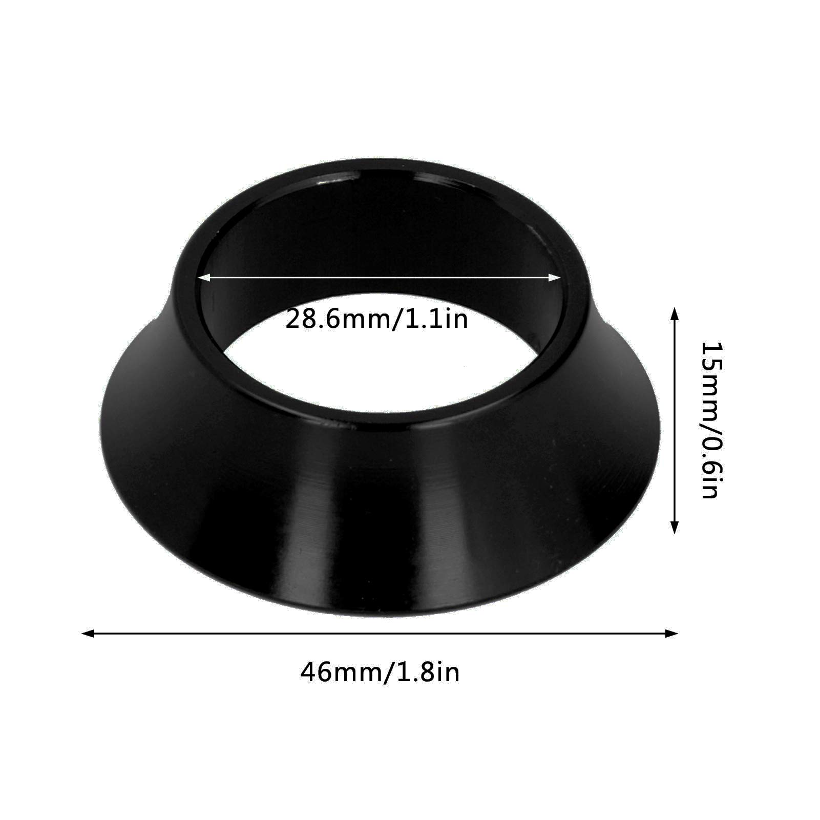 2pcs Bike Taper Washer CNC15mm Bike Front Fork Conical Spacers for Road Mountain Bike Multiple Colour(Black)