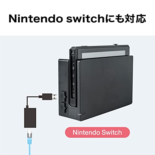 Sanwa Supply USB-CVLAN3BKN USB 3.2 to LAN Converter Adapter (with USB Hub Port, Black)