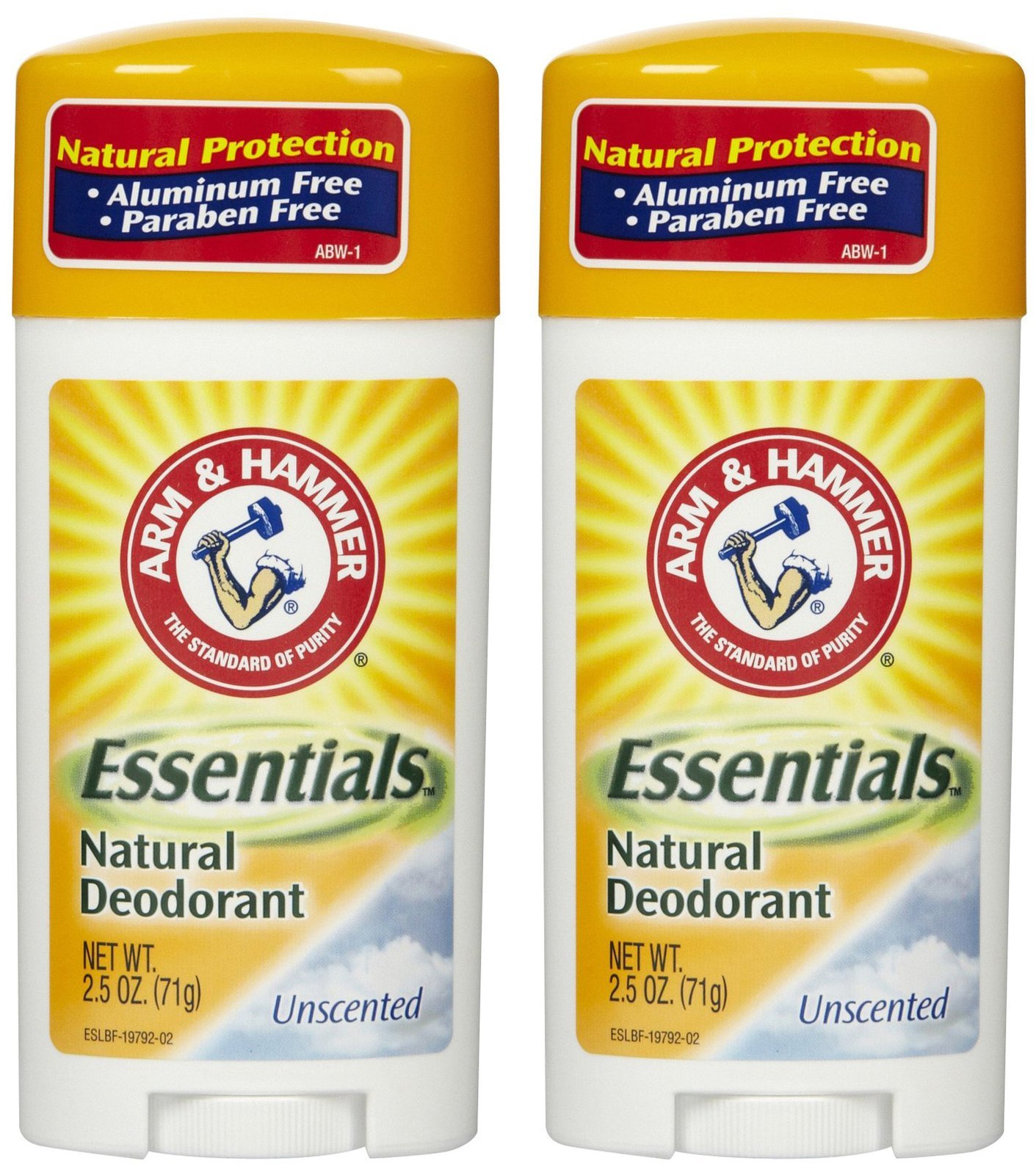 Arm & Hammer Essentials Natural Deodorant, Unscented - 2.5 oz - 2 pk