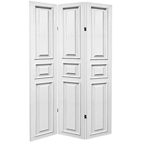 ORIENTAL Furniture 6 ft. Tall Double Sided White Door Panel Canvas Room Divider