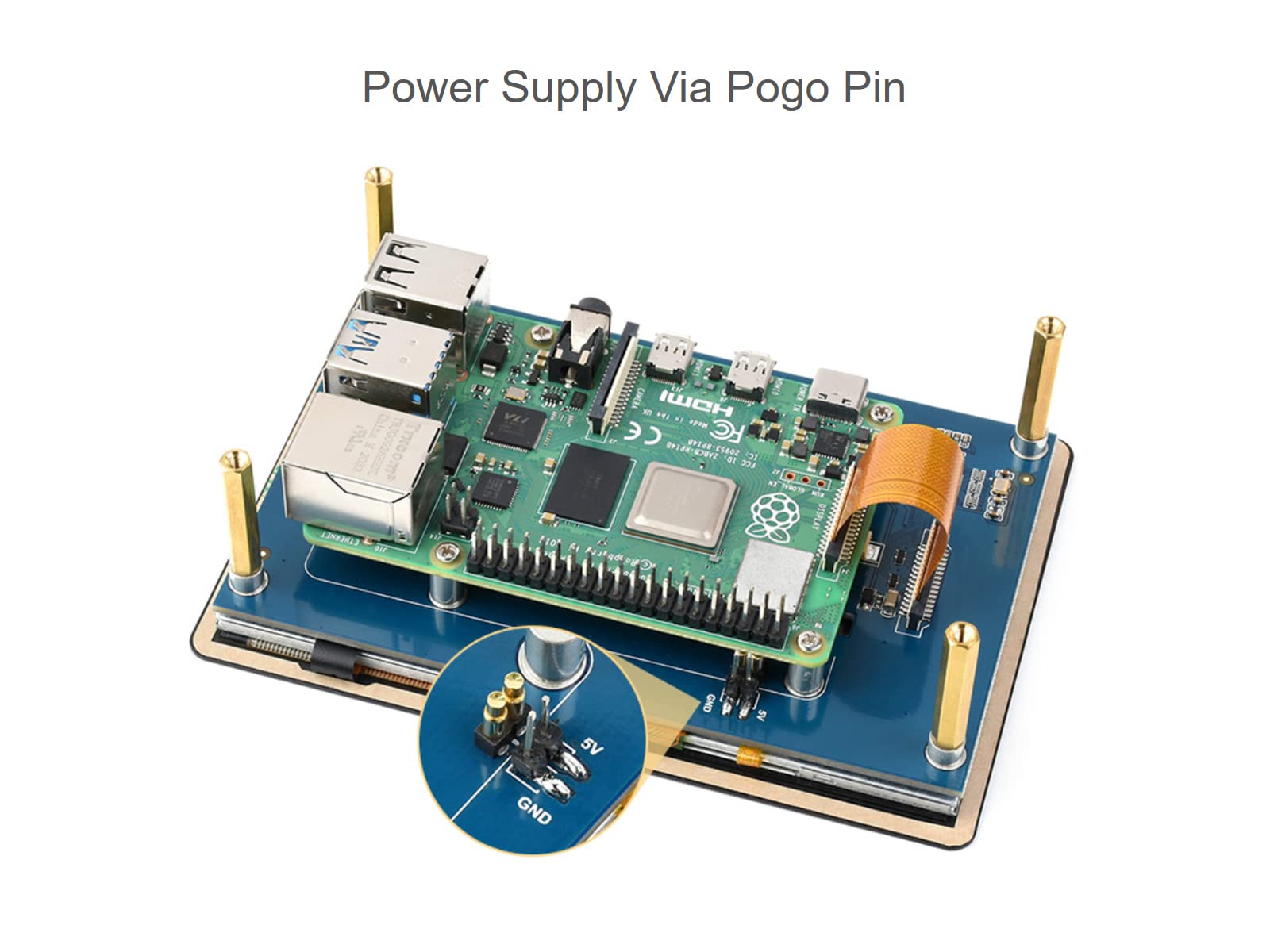 5inch IPS Touch Screen Display for Raspberry Pi, DSI Interface, 800×480 Resolution, Capacitive Touch Panel, Supports Raspberry Pi OS/Ubuntu/Kali / WIN10 IoT and Retropie, up to 5-Points Touch