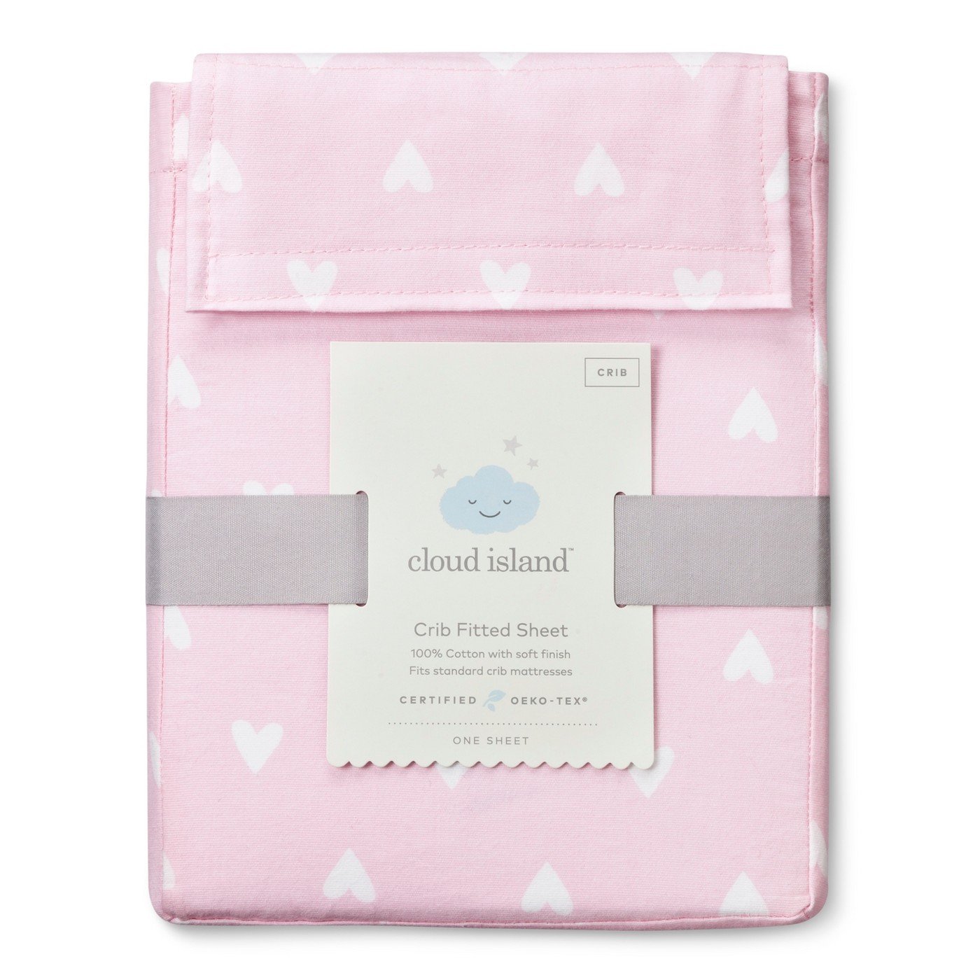 Baby Sheet - Fitted Crib Sheet - Pink Hearts - Soft, breathable cotton and OEKO-TEX certified