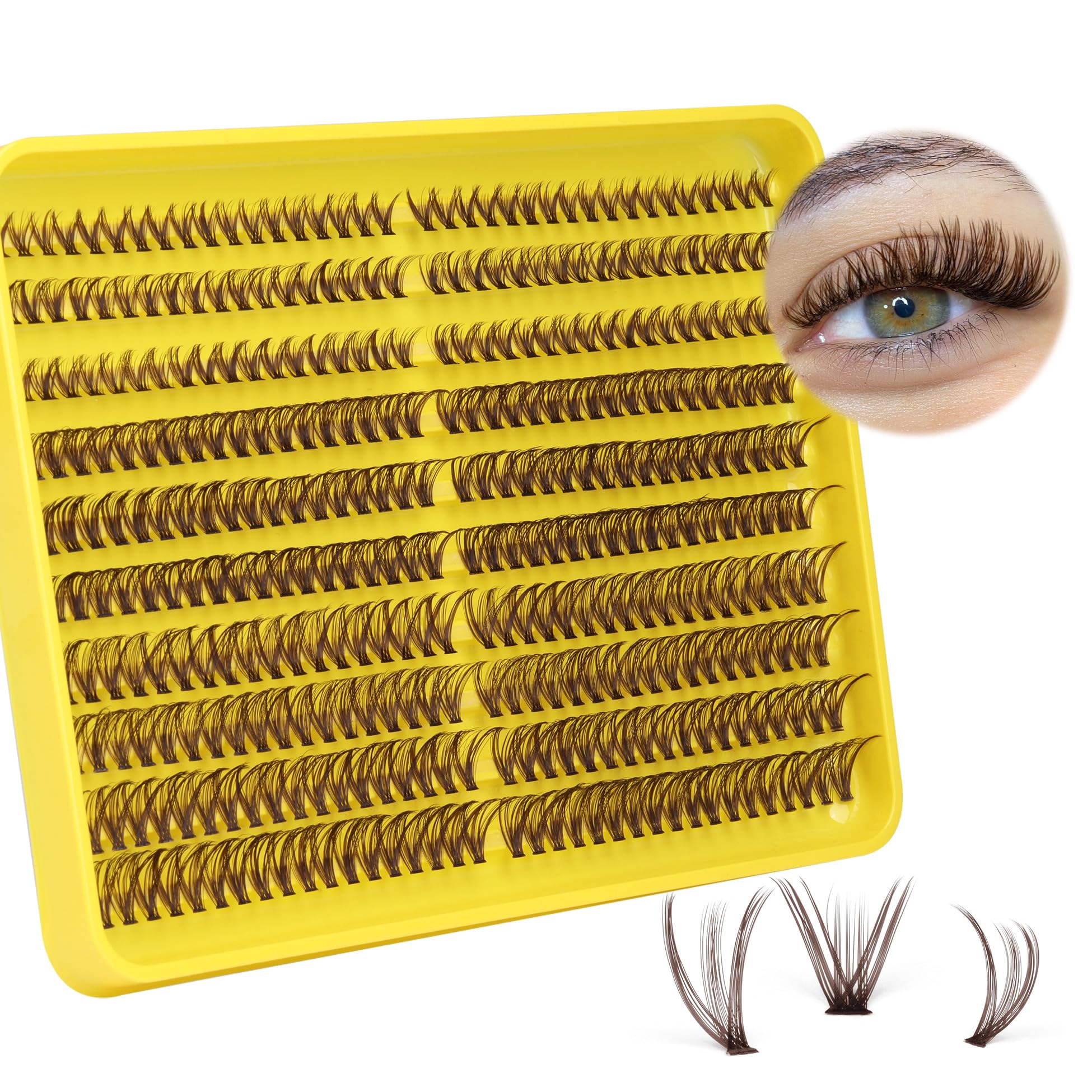 360Pcs Brown Lash Clusters DIY Eyelash Extensions Natural Look Cluster Lashes 5 Length Mixed Individual Lashes CC Curl Faux Mink False Eyelashes by ALICE