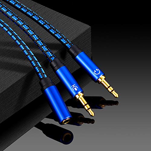 NC XQIN 3.5mm Headphone Splitter Headset Adapter, Headsets Splitter for Computer 3.5mm Female to 2 Dual 3.5mm Male Headphone Mic Audio Y Splitter Cable Smartphone Headset to PC Adapter