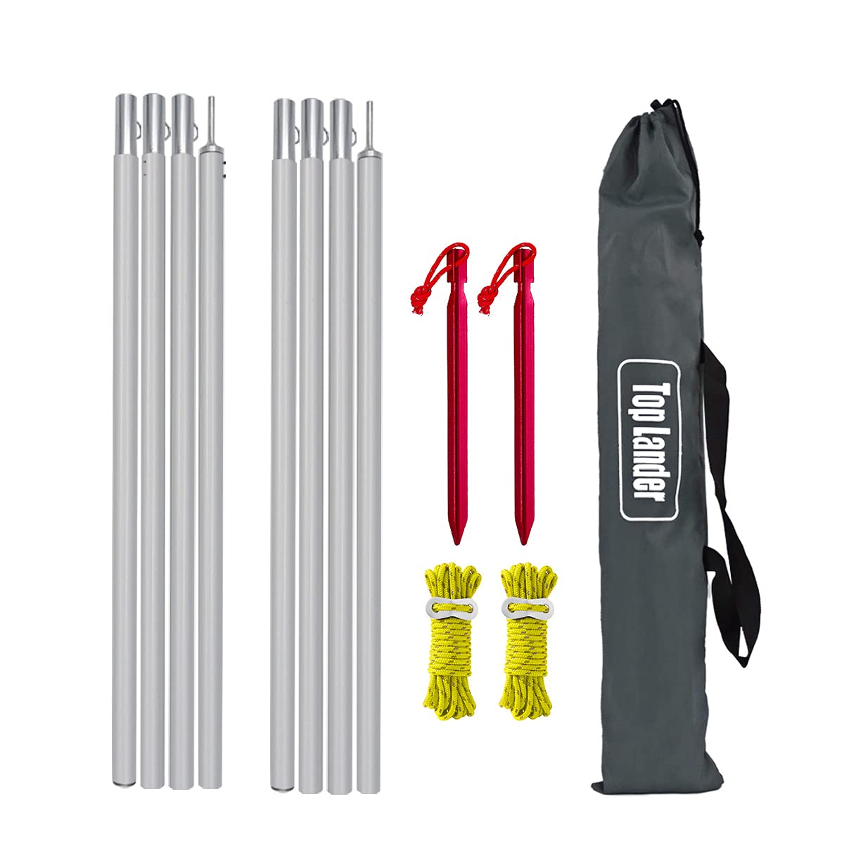 200CM Aluminum Tent Poles for Tarp Ultralight Tarp Poles Rust-proof Folding Camping poles for Awning Sail Sun Shade Hiking Adjustable from 100-200cm