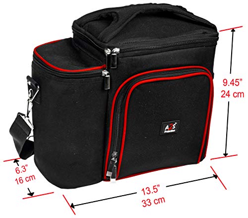 Large Meal Prep Lunch Box - Insulated Lunch Box For Women or Men - Perfect For Multiple Containers/Meals - Keep Food Cool and Organized - A2S Black/Red