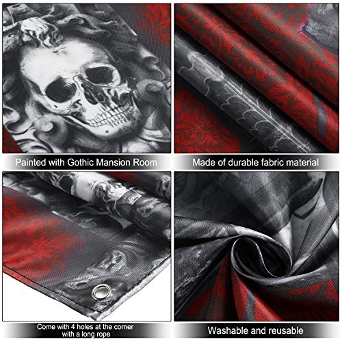 Sumind Halloween Gothic Backdrop Decoration Halloween Photography Background Gothic Mansion Room Scene Setters Banner Halloween Haunted House Party Decoration 72.8 x 43.3 Inch