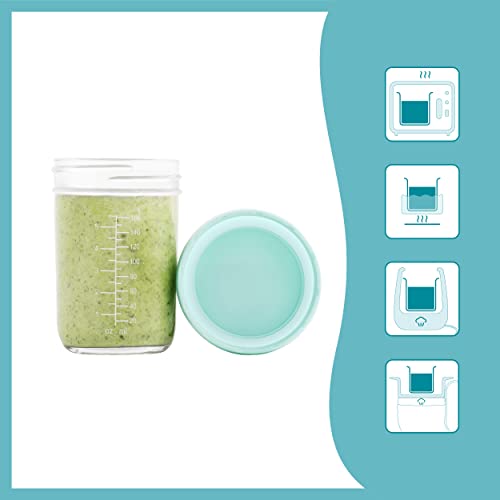 Babymoov Glass Food Storage Containers | Leak Proof Stackable & Reusable Glass Jars (Pick Your Set Size), X8