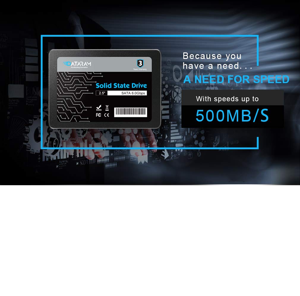 Dataram 2.5" SSD, 6.0 Gbps SATAIII Solid State Drive High Speed Read & Write (240GB)