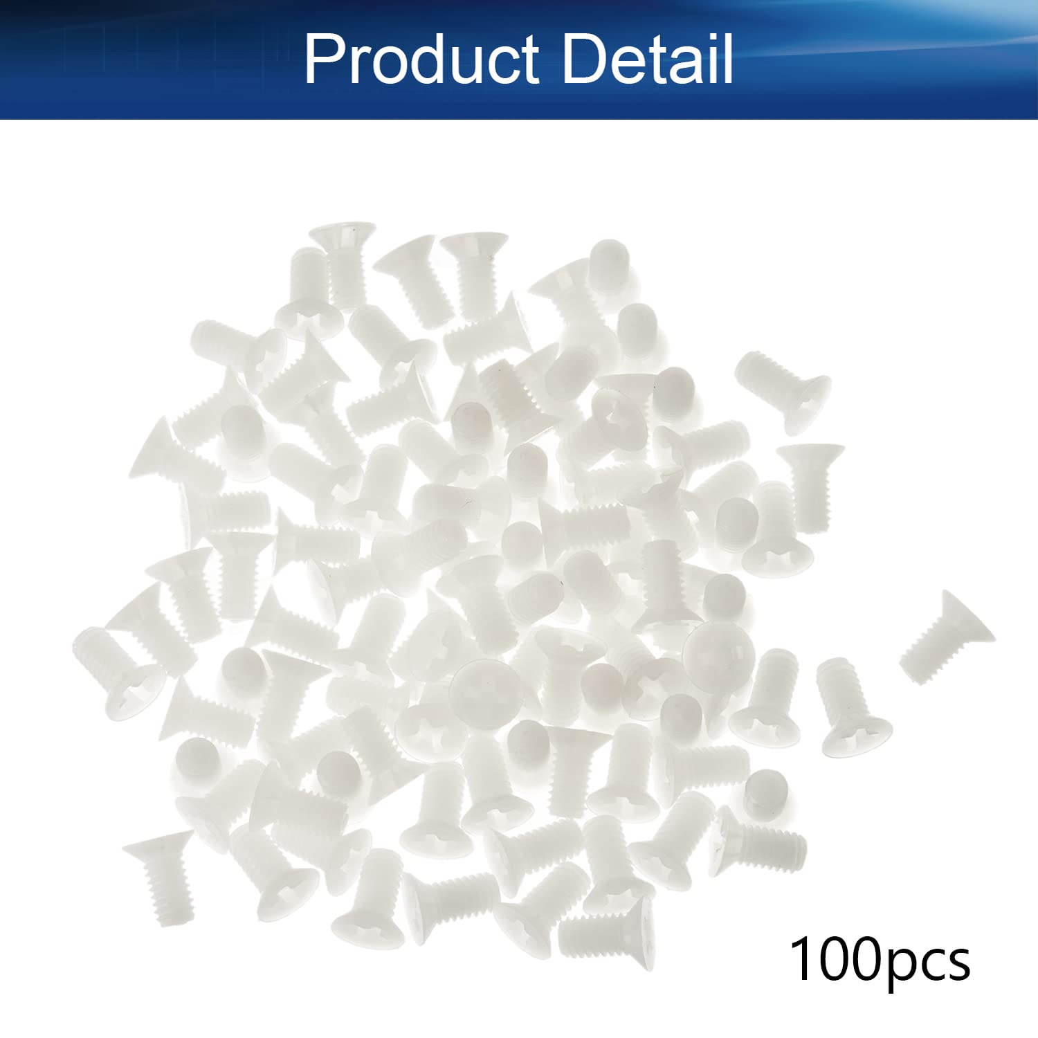 Yinpecly 100Pcs M4 × 8mm Nylon Machine Screws 304 Stainless Steel Phillips Pan Countersunk Flat Head Screw Plastic Fasteners Bolts White