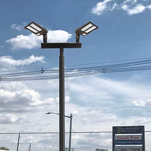 Low Profile Bullhorn with 2 Arms, Adapter Tenon Bullhorn, LED Shoebox Parking Light, Street Light, Parking Lot Pole Bracket