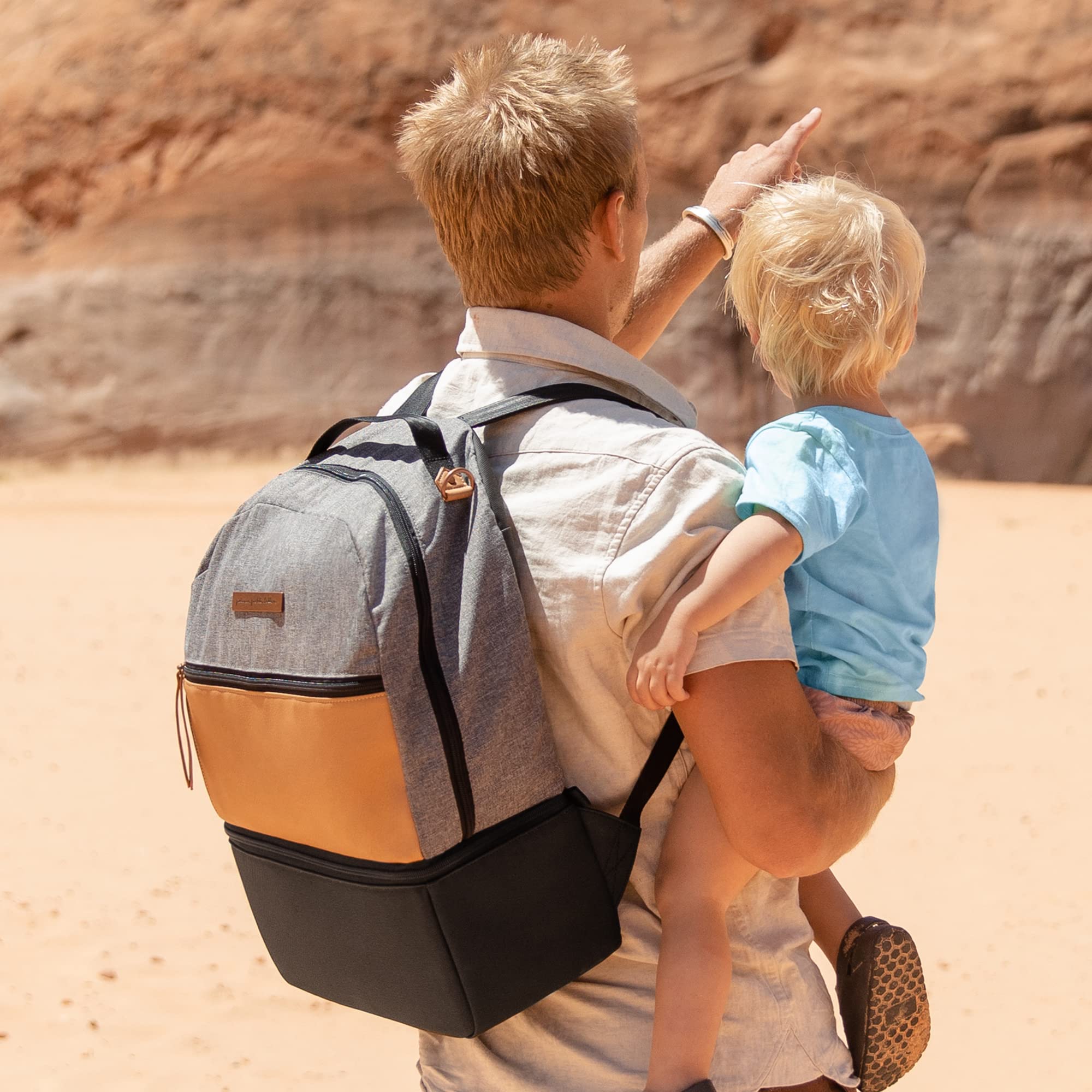 Petunia Pickle Bottom Axis Backpack | Baby Bag | Diaper Bag Backpack | Baby Bottle Bag for Parents | Stylish Baby Bag Organizer| Sophisticated and Spacious Backpack for On The Go Moms | Camel/Graphite