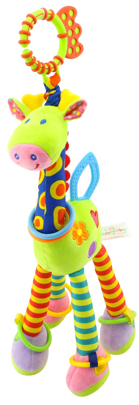 RichChoice Giraffe Baby Educational Toys (one Box:50 pcs):1-3-6-8 Month,1-2-3 Year Old Crib Bed,Car Seat, Stroller, Activity,Travel Hanging Toys;Kids Plush Portable Toys with Crinkle, Ring,Teether…