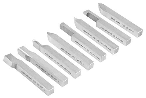 Accusize Industrial Tools 3/8'' 8 Pc Hss Tool Bit Set, Pre-Ground for Turning and Facing Work, 2662-2003
