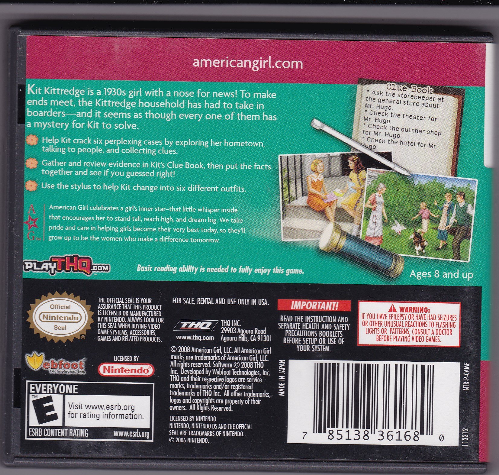 American Girl Kit Mystery Challenge - Nintendo DS