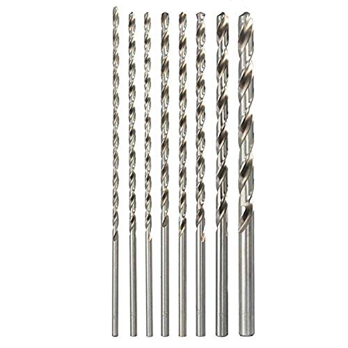 8 Pcs 200mm Extra Long Twist Drill Bits for Steel Straight Shank Tool Sets Wood Plastic and Aluminum, Plastic, Jewelry 2mm - 7mm