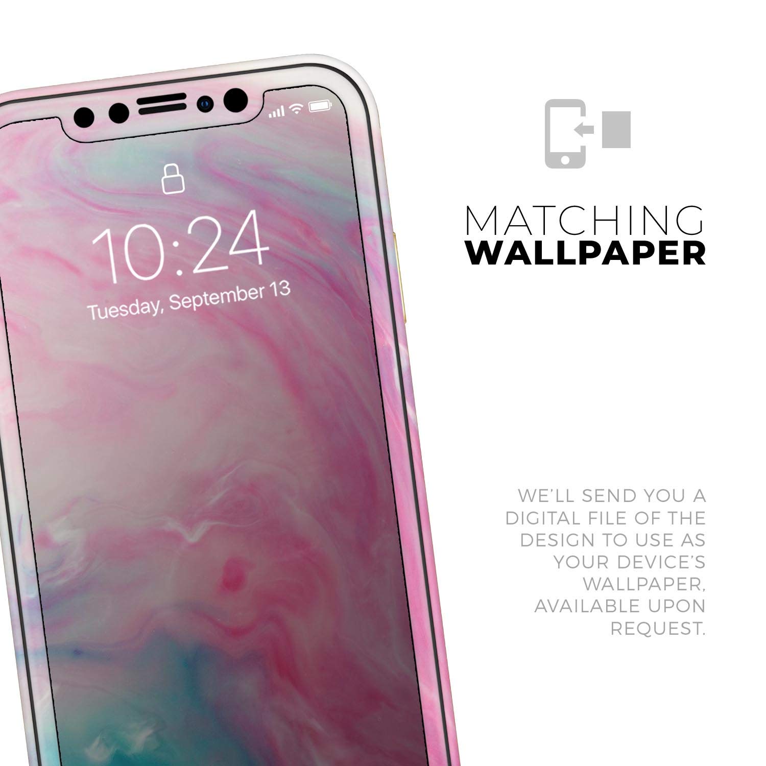 Design Skinz Marbleized Pink and Blue Paradise V712 Protective Vinyl Decal Wrap Skin Cover Compatible with The Apple iPhone 11 Pro Max (Screen Trim & Back Glass Skin)