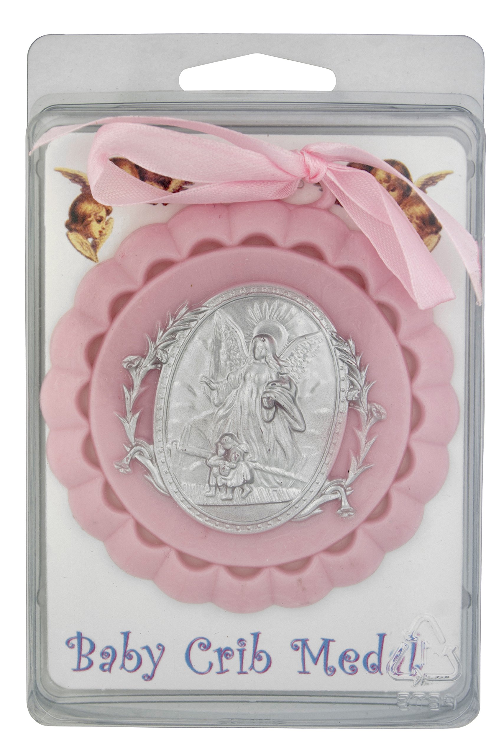 Guardian Angel Crib Medal (Pink)