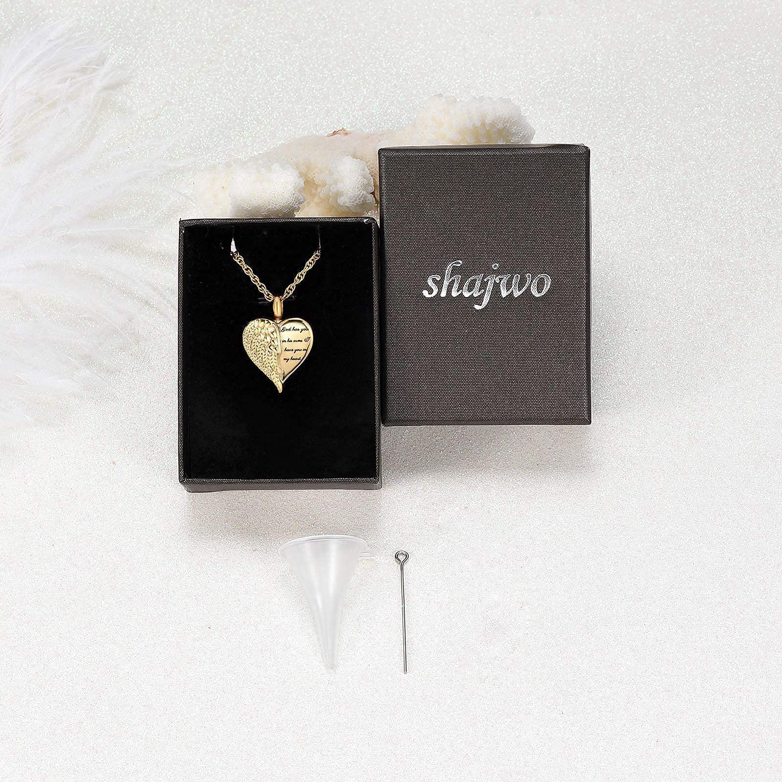 2PCS Cremation Jewelry Heart Horn Urn Necklaces for Ashes for Women Men