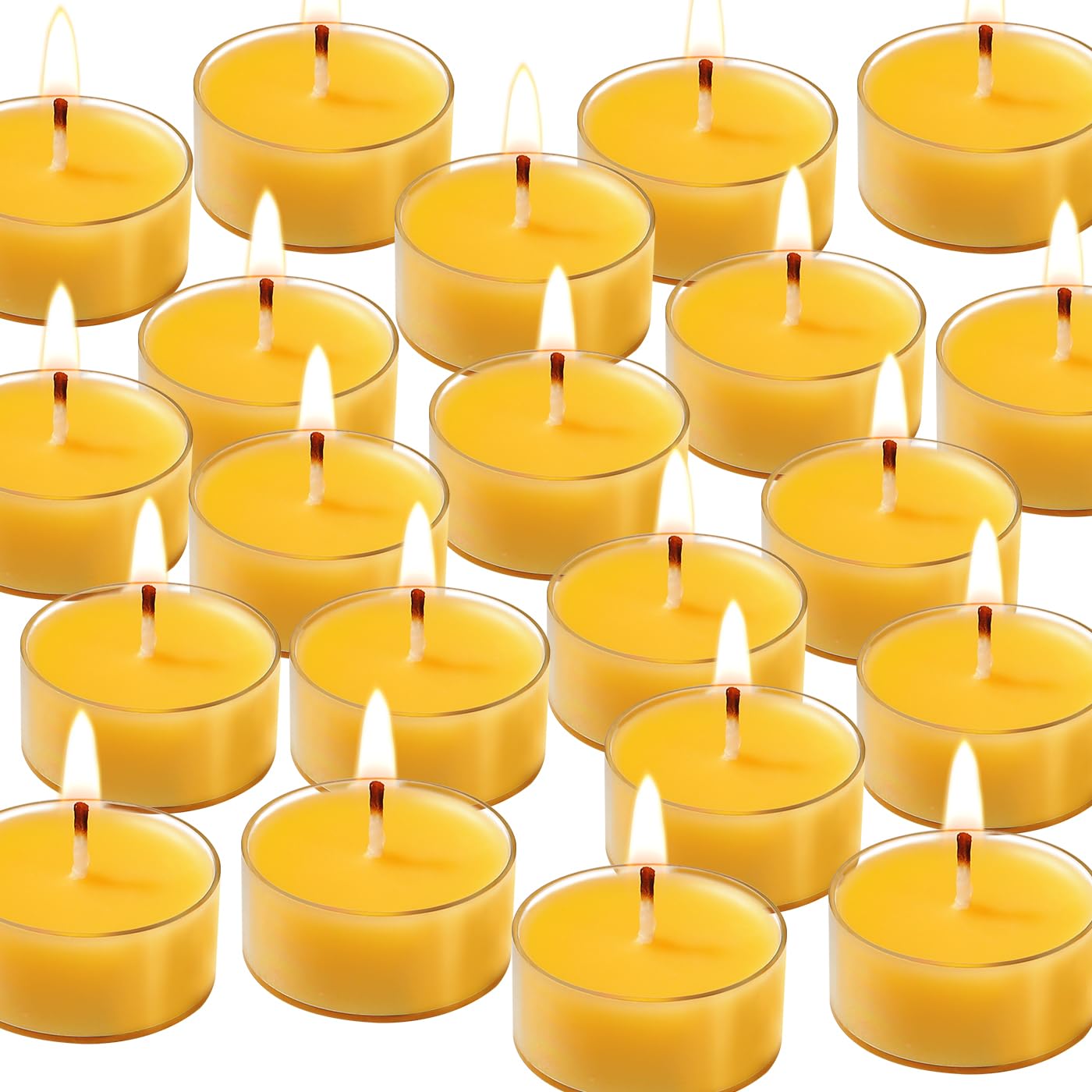 48pcs Beeswax Tealight Candles- 4 Hour Burn Time Natural Beeswax Candles Pure Handmade Bee Wax Candles Clean Burning for Dinner Table, Wedding, Spa Relaxation