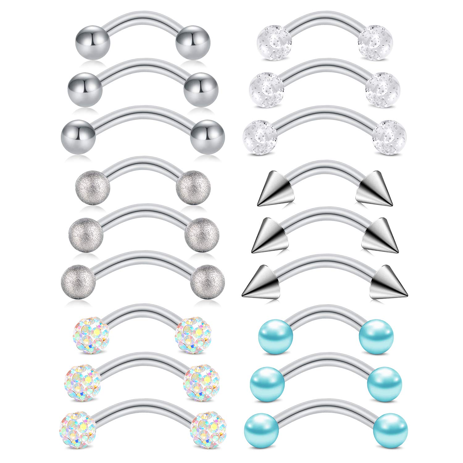 16G Rook Daith Earrings Small Belly Rings Eyebrow Ring Barbell Body Piercing Jewelry 6/8/10mm Pack