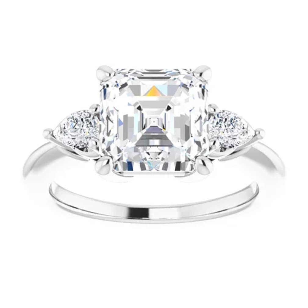 3 CT Asscher Cut VVS1 Colorless Moissanite Engagement Ring Set, Wedding/Bridal Ring Set, 925 Sterling Silver Vintage Antique Anniversary Classic Ring Set Gifts for Woman (4)