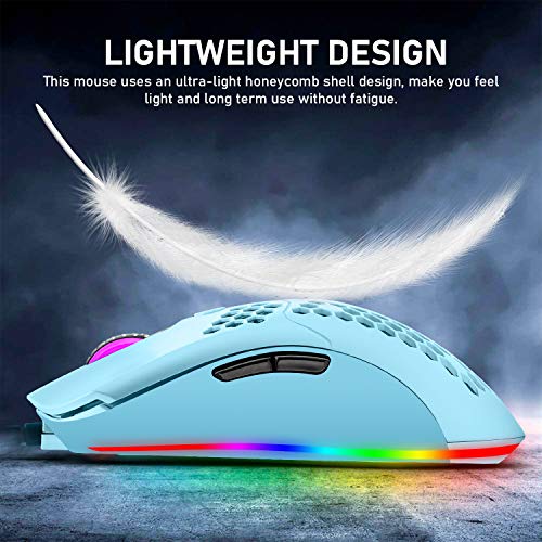 60 Percent Mechanical Gaming Keyboard Blue Switch 68 Keys Wired RGB 18 Backlit Effects,Lightweight Gaming Mouse 6400 DPI,Mousepad for Gamers,Typists(Blue)