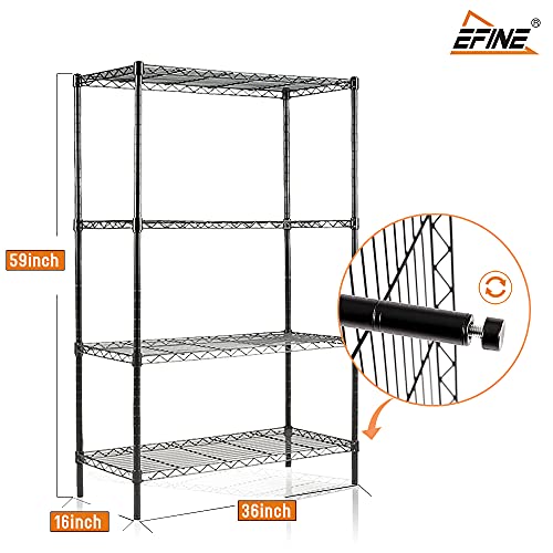 EFINE 2-Pack 4-Shelf Shelving Unit with Shelf Liners Set of 4, Adjustable Rack Unit, Steel Wire Shelves, Shelving Units and Storage Rack for Kitchen and Garage (35.5W X 15.8D X 54H)