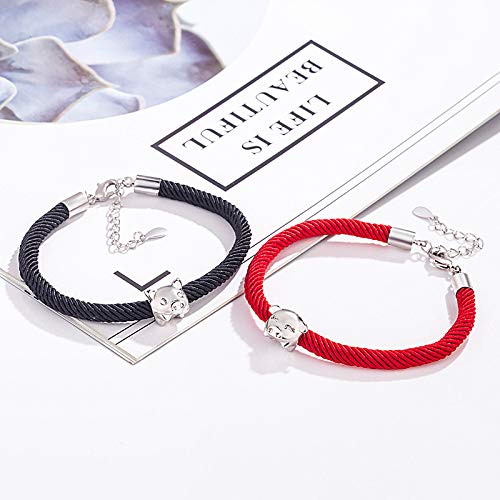 2pcs Cute Pig Weave String Rope Bracelets Happy Piggy Animal Bracelet for Women Men Couple Lovers