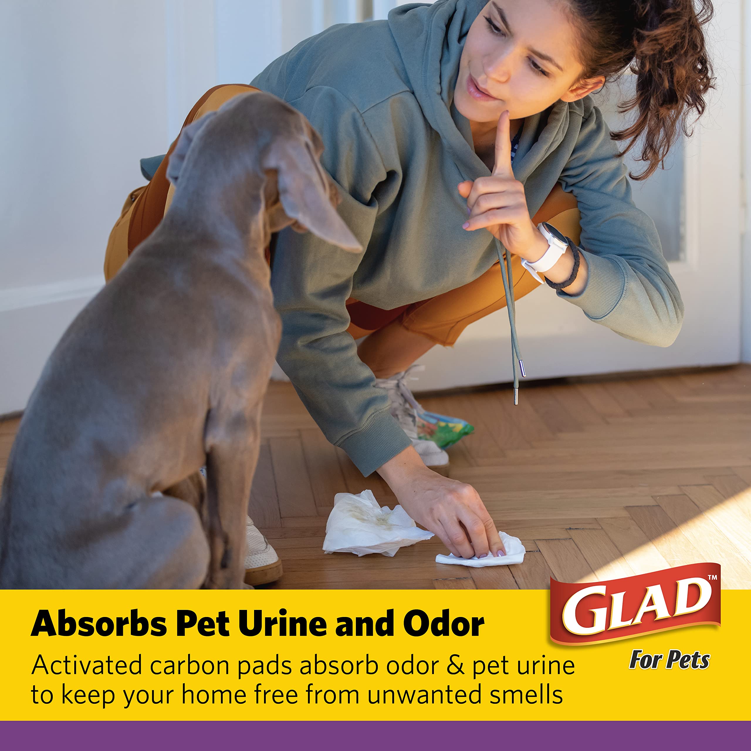 Glad for Pets Extra Large Charcoal Dog Training Pads - Absorbent Disposable Pee Pads for Dogs, Cats & Puppies - Jumbo-Size Potty Pads that Neutralize Urine Instantly - 30 Count Pet Supplies