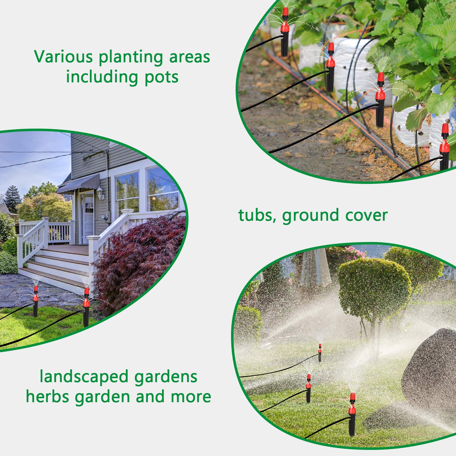 25 Pieces Garden Irrigation Dripper Emitters Micro Drip Irrigation Sprinklers Adjustable 360 Degree Water Flow Drip Emitters on Stake Watering Drip System for Flower Beds, Vegetable Herbs Gardens