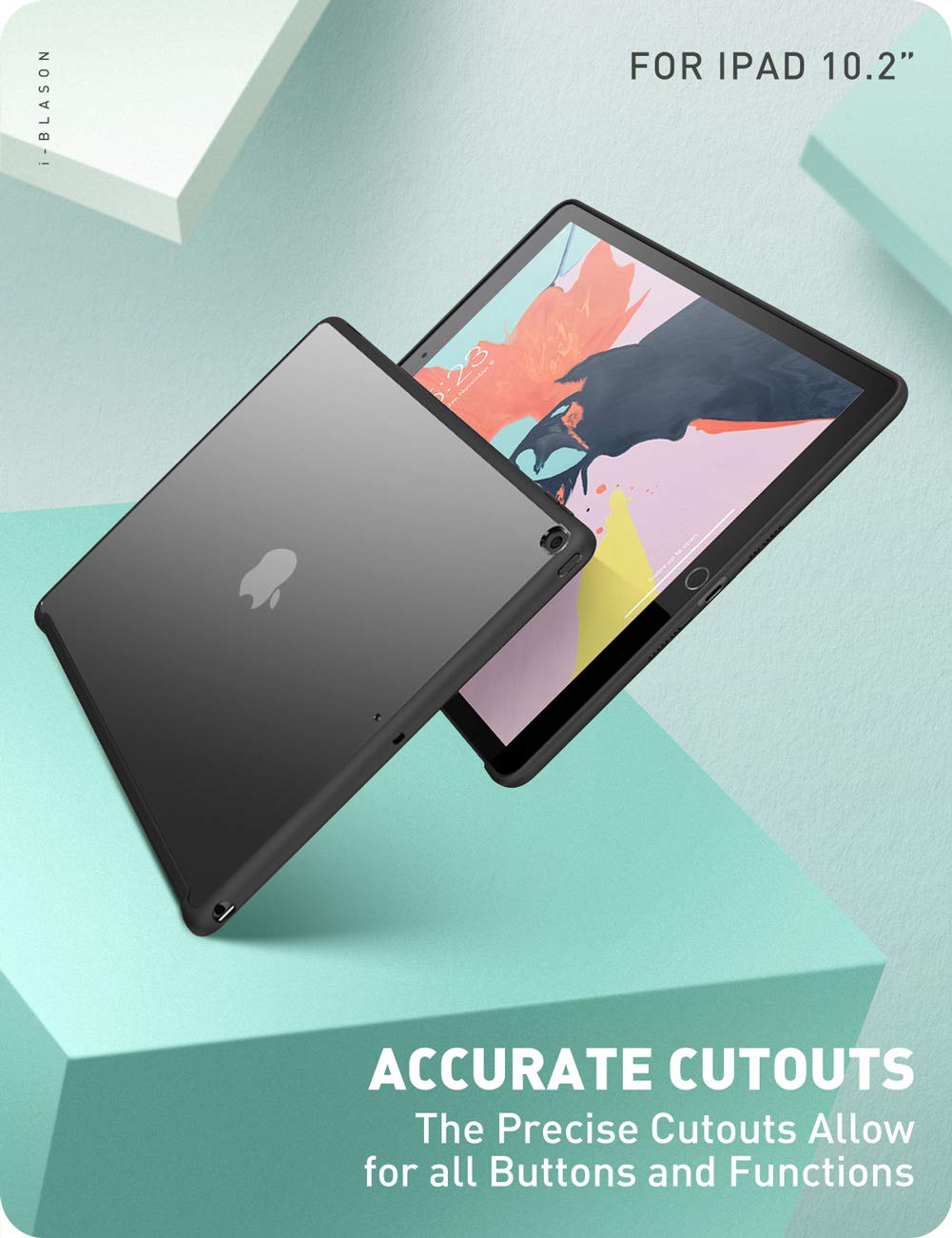 i-Blason Case for iPad 9th/8th/7th Generation, iPad 10.2 (20212020/2019), Compatible with Official Smart Cover and Smart Keyboard, Clear Slim Hybrid Case Cover for iPad 10.2 (Black)