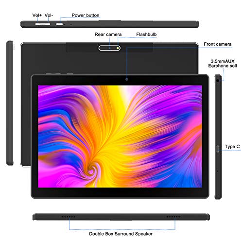 Winsing Android Tablet 10 Inch with 32GB Storage, 1280x800 IPS Touchscreen, Long Battery Life, Support Microsoft Office Software, Wi-Fi, Bluetooth 4.2, Black