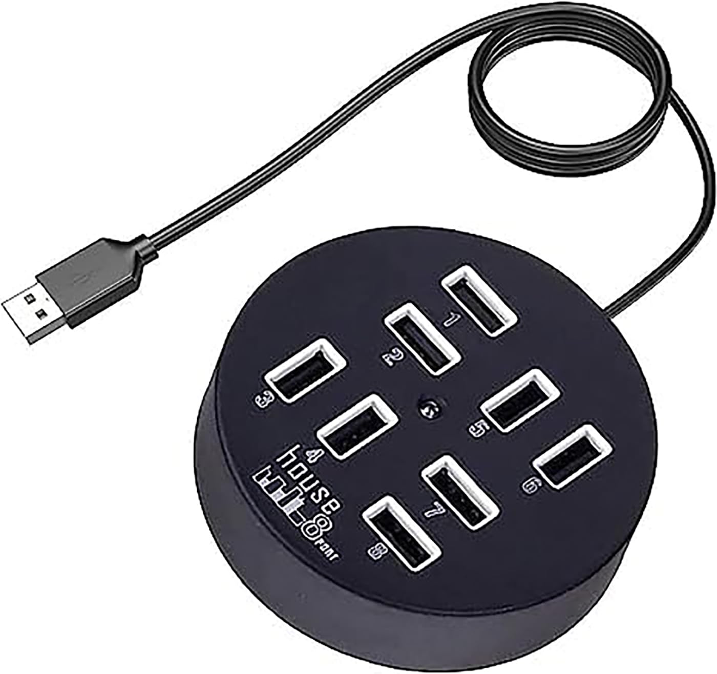 8 Ports USB Charger, Multi-Port Data Transmission Splitter, USB 2.0 Hub Round Shape Adapter with LED for Phone, USB Flash Disk, PC, Tablet, and Other USB Devices